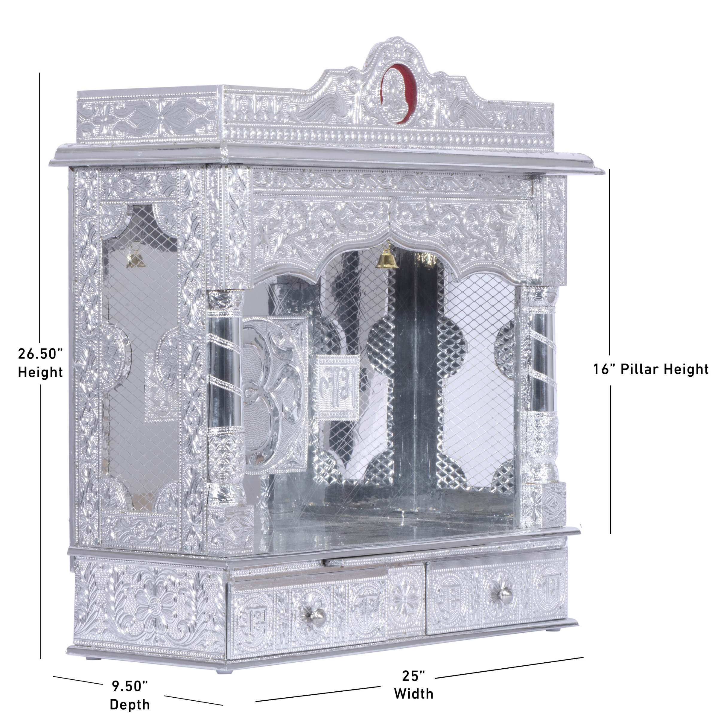Silver Mandir for Home - Pure Silver Color - Without Door (Large ...