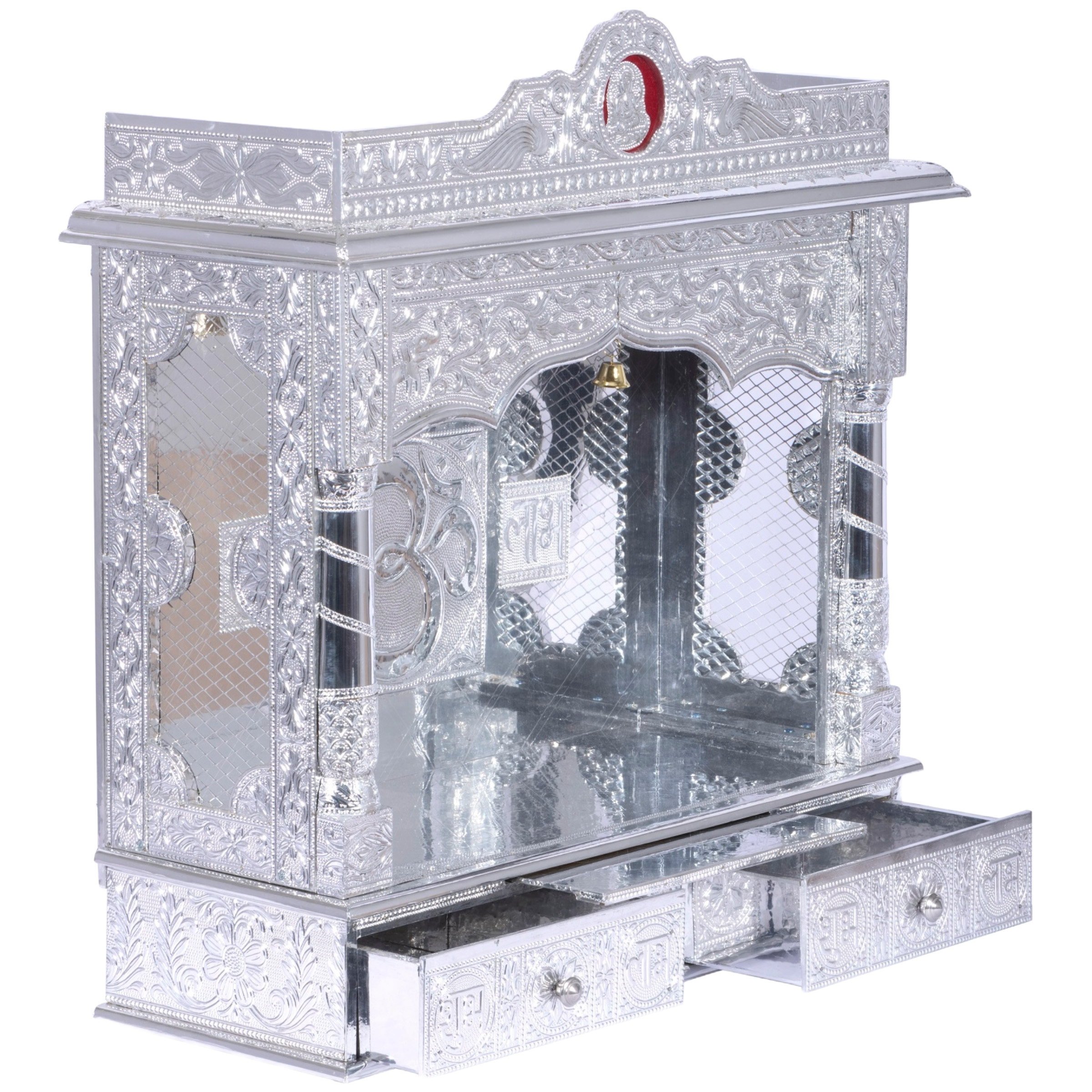Silver Mandir for Home - Pure Silver Color - Without Door (Large ...
