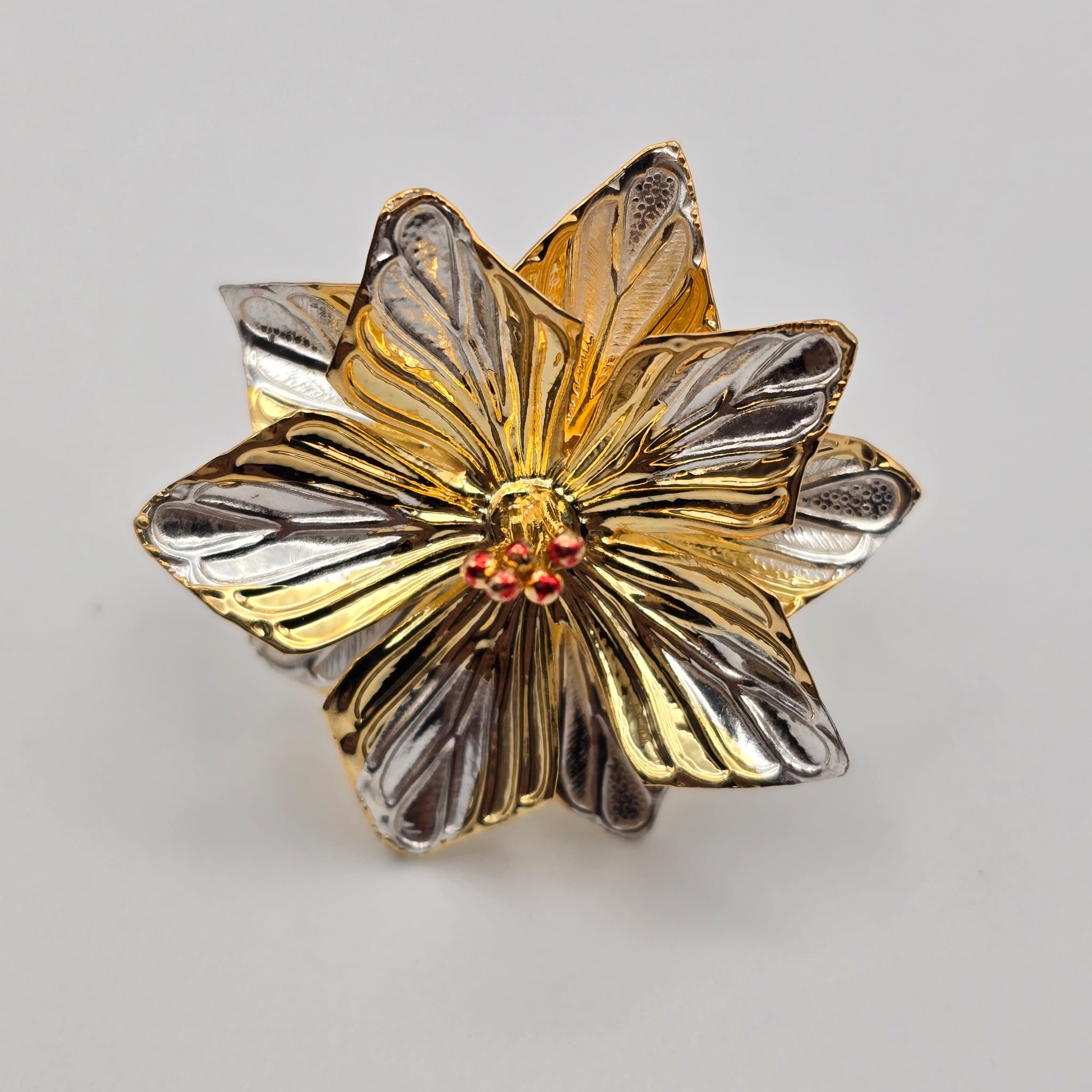 925 Silver pooja flower- gold and silver polish flower with bud ...