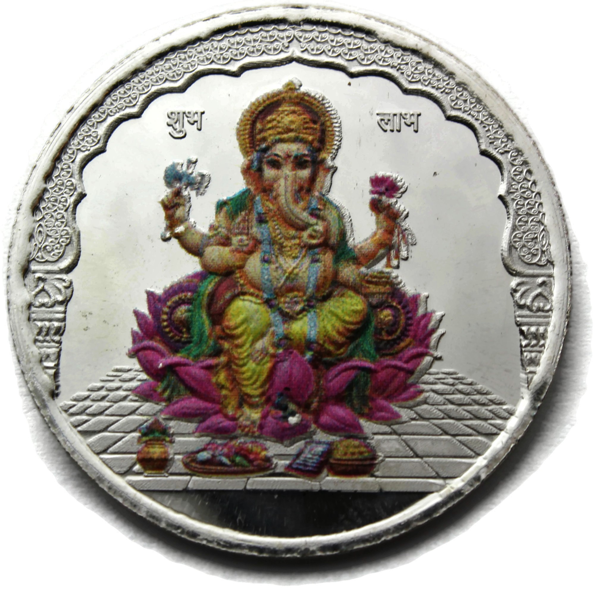 Ganesha 999 Pure Silver Enamel Novelty Color 10 Gram Coin #39148 ...