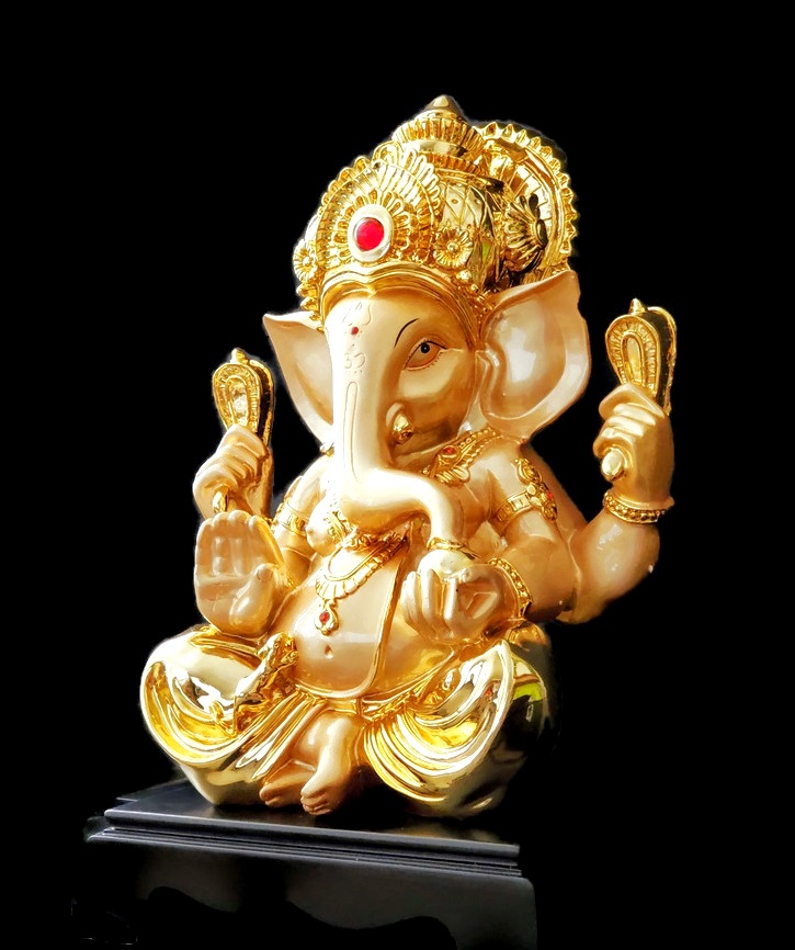 15" Glittering Shining Golden Ganesh Statue for Home Decor, Puja & Gift ...