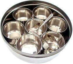 Stainless Steel Masala Dabba Gift Set w/ Indian Spices, KITCHEN ...