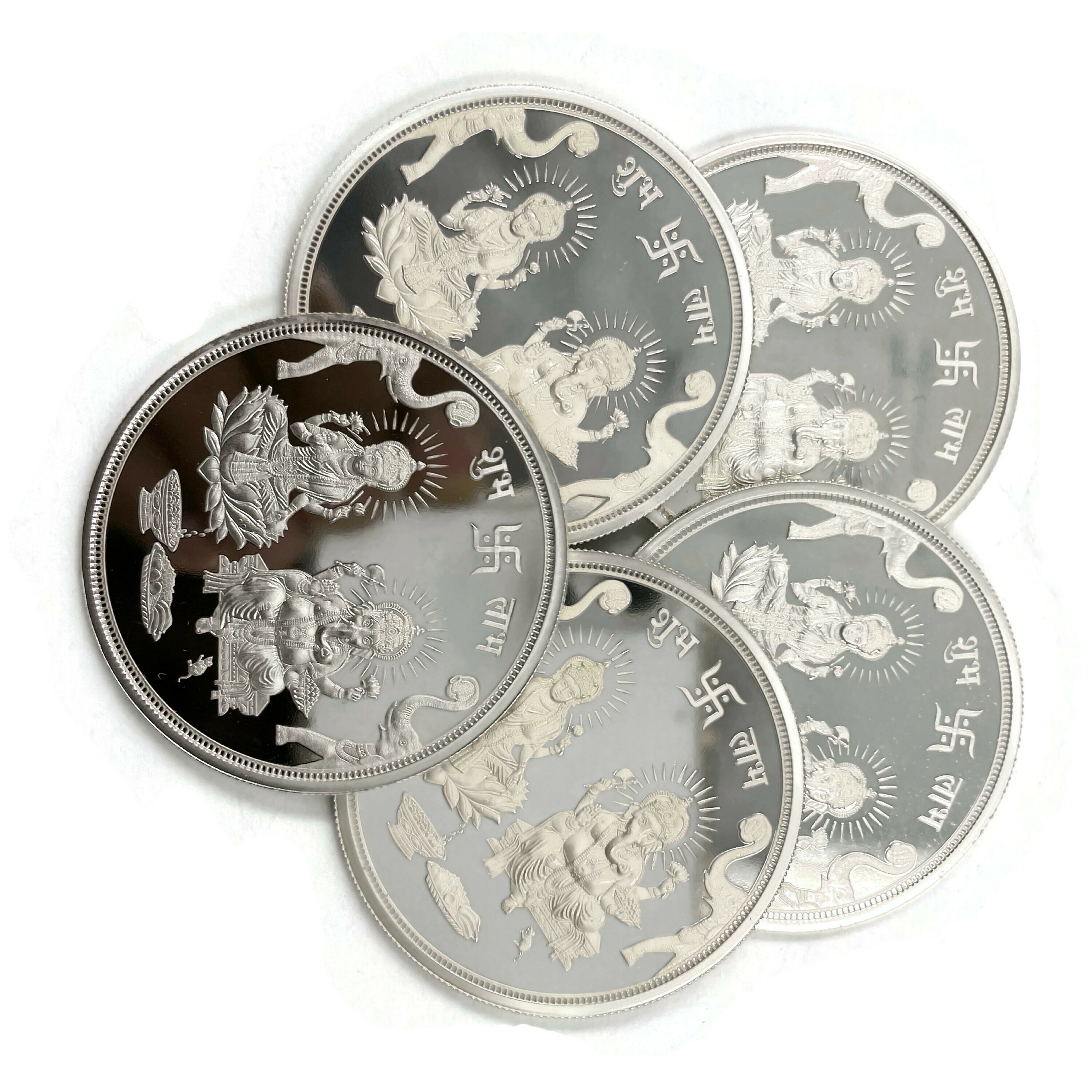 Ganesh Lakshmi/Laxmi Pure Silver(999) 10 Gram MMTC Coin (Pack of 5 ...