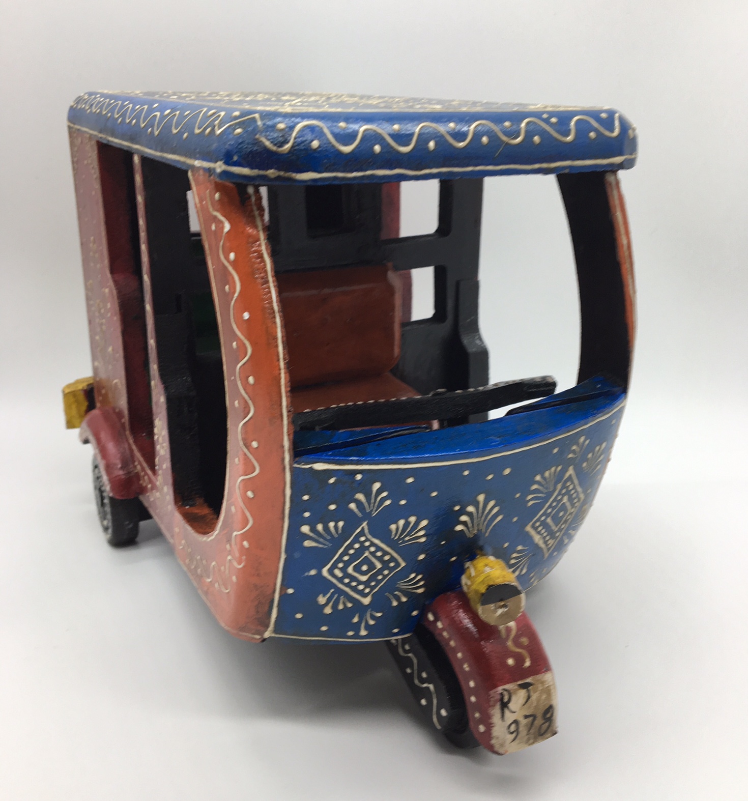 Unique Handmade Handpainted Wooden Auto Rickshaw 22" #28986 | DesiClik ...