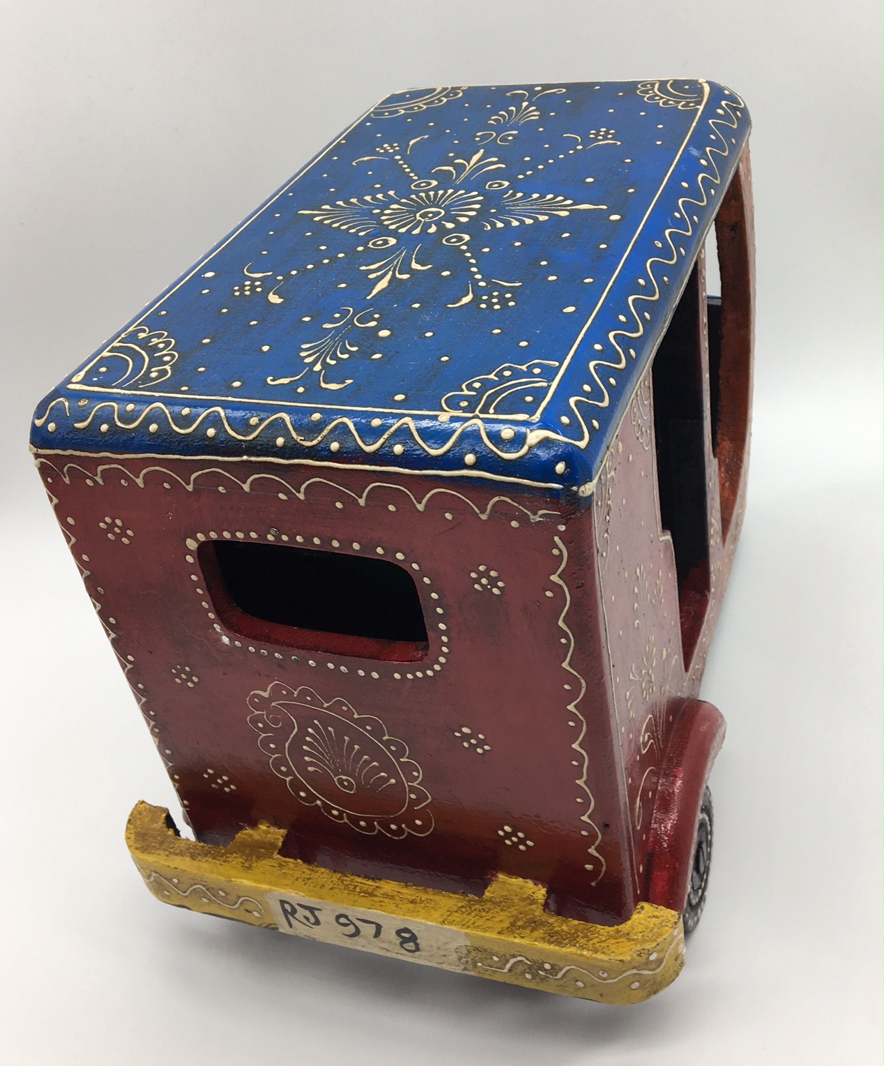 Unique Handmade Handpainted Wooden Auto Rickshaw 22" #28986 | DesiClik ...