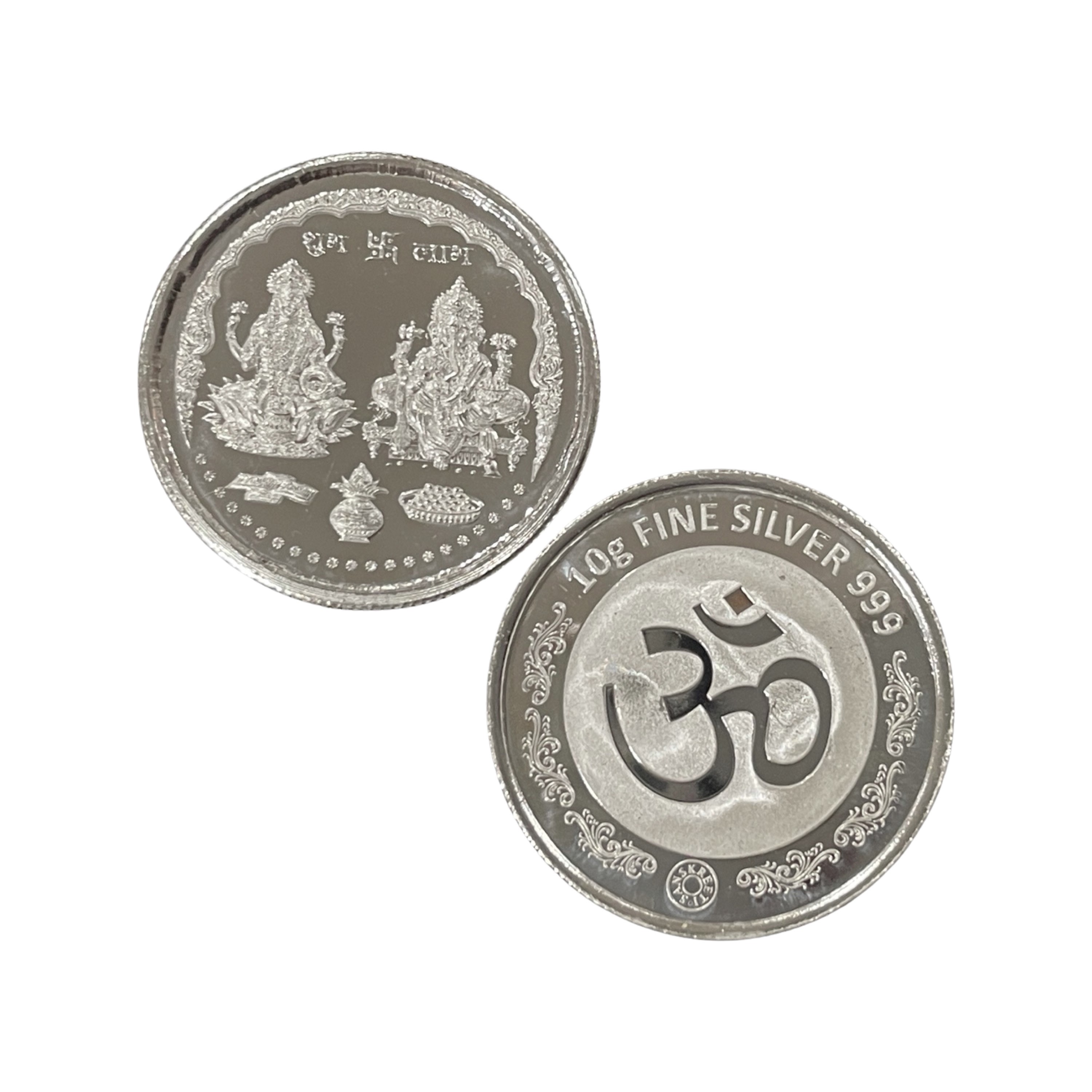 Ganesha Lakshmi /Laxmi Pure Silver (999) 10 Gram Coin (Pack of 10 Coins ...