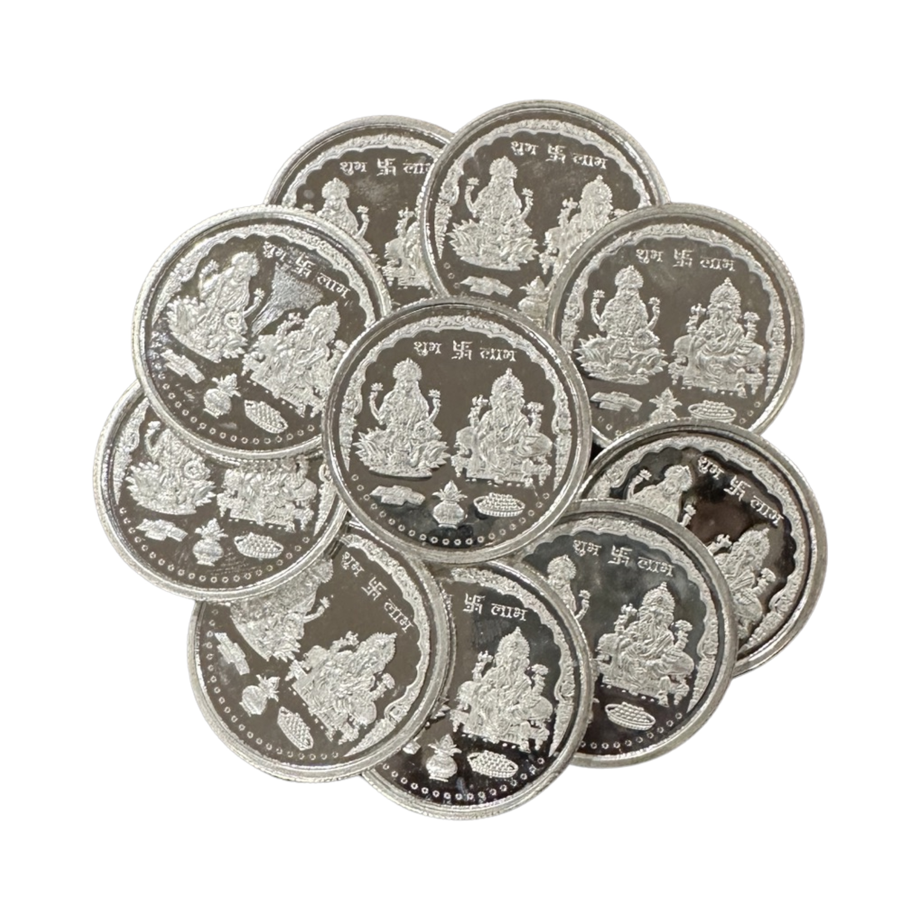 Ganesha Lakshmi /Laxmi Pure Silver (999) 10 Gram Coin (Pack of 10 Coins ...