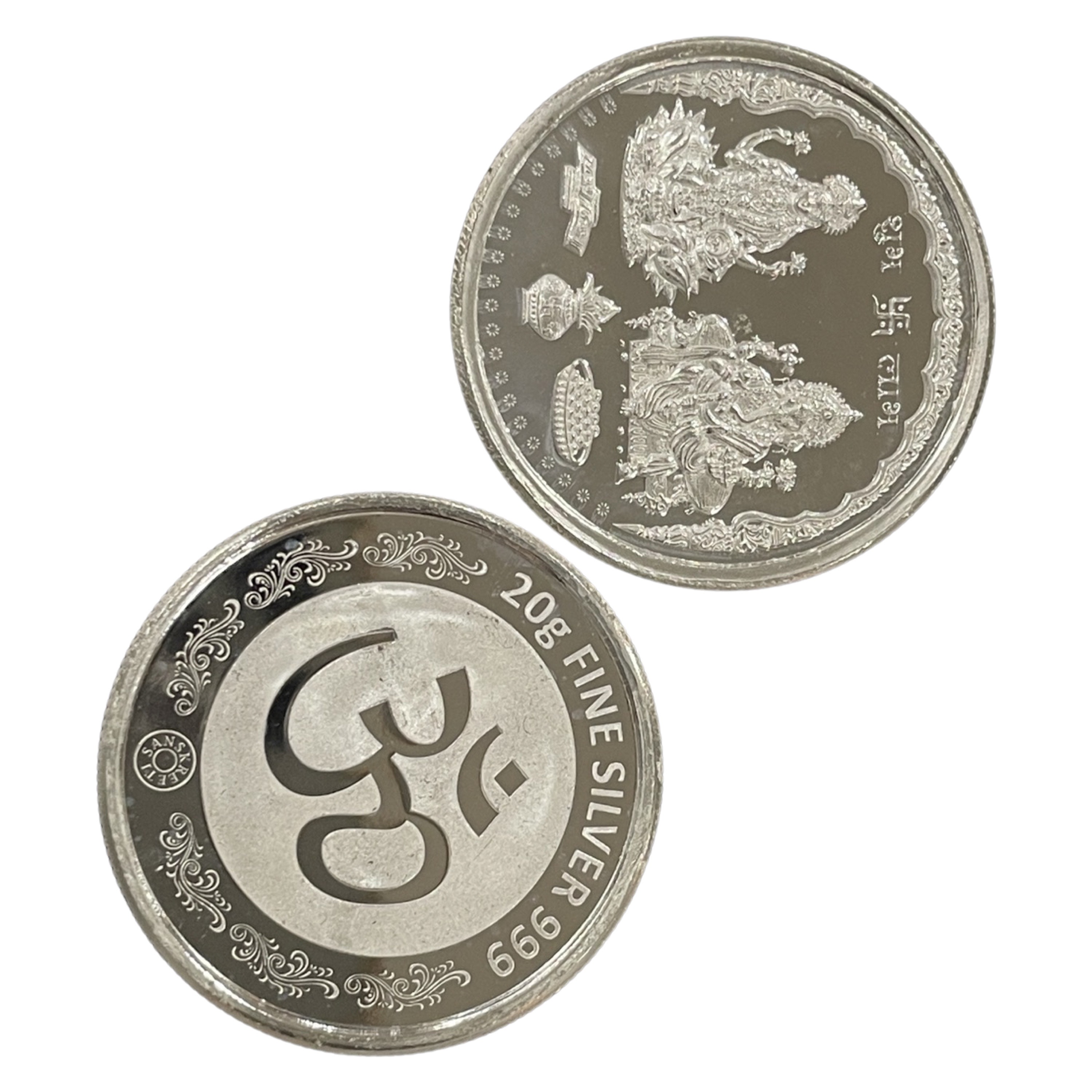 999 Pure Silver Ganesha Lakshmi / Laxmi 20 Gram Sealed Coin #56334 ...