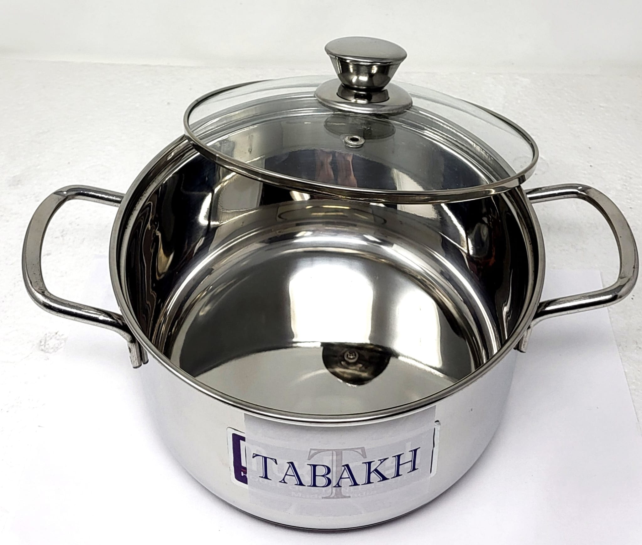 Tabakh Stainless Steel Casserole With Glass Lid 22cm #60426 | DesiClik ...