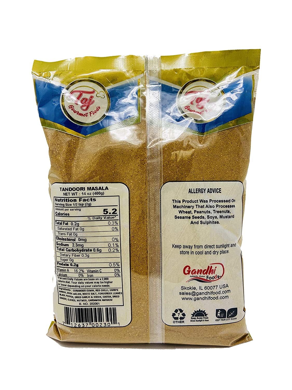 TAJ Premium Indian Tandoori Masala (Indian Spice Blend), 14-Ounce ...