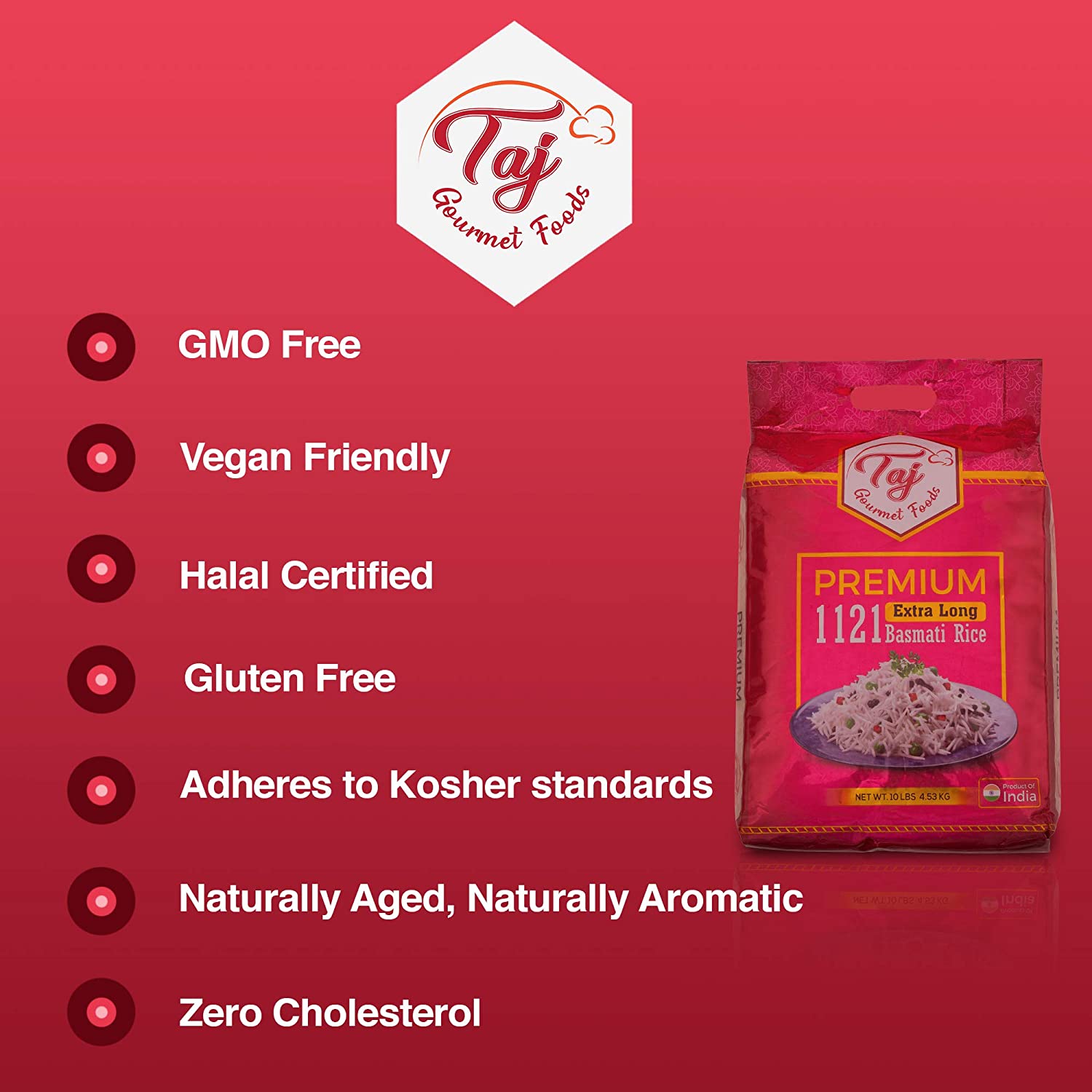 TAJ Premium 1121 Basmati Rice, Extra Long Grain #43118 | DesiClik.com, USA