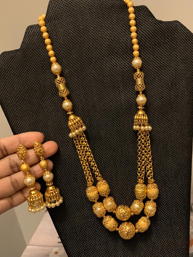 ANtique Double Layer Golden Maala with Jhumkas!!! #40824 | DesiClik.com ...