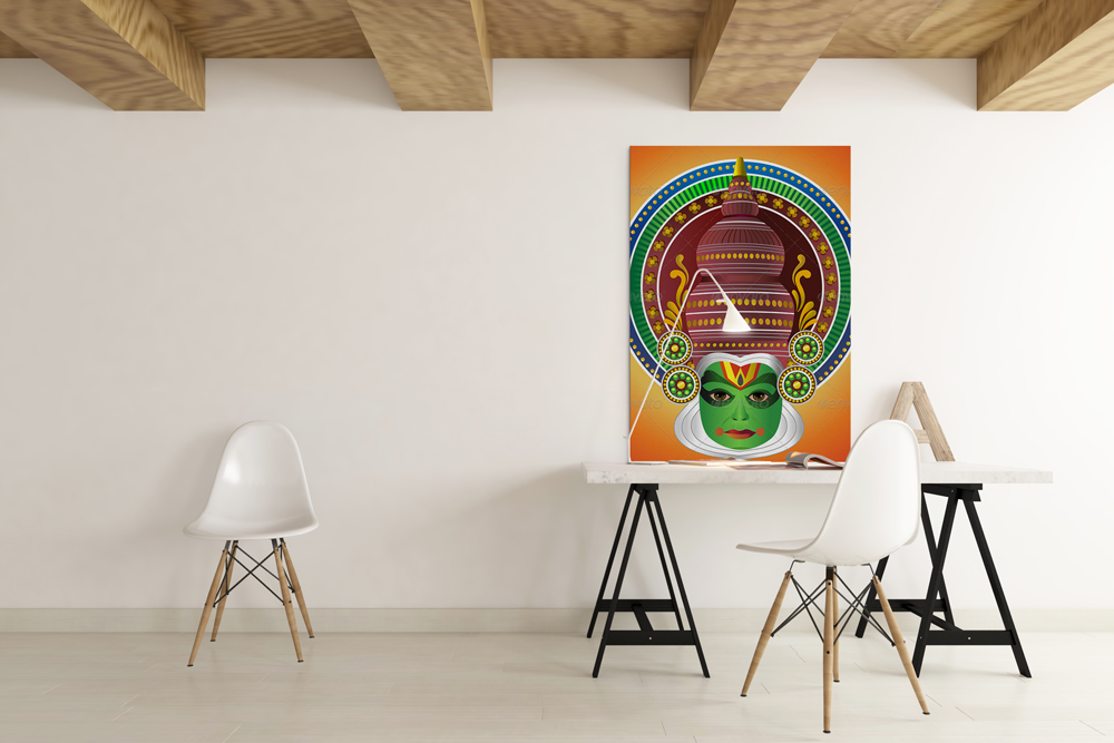 Kathakali Folk Dance Portrait Art Canvas Print Large 3ft x 4ft Painting ...