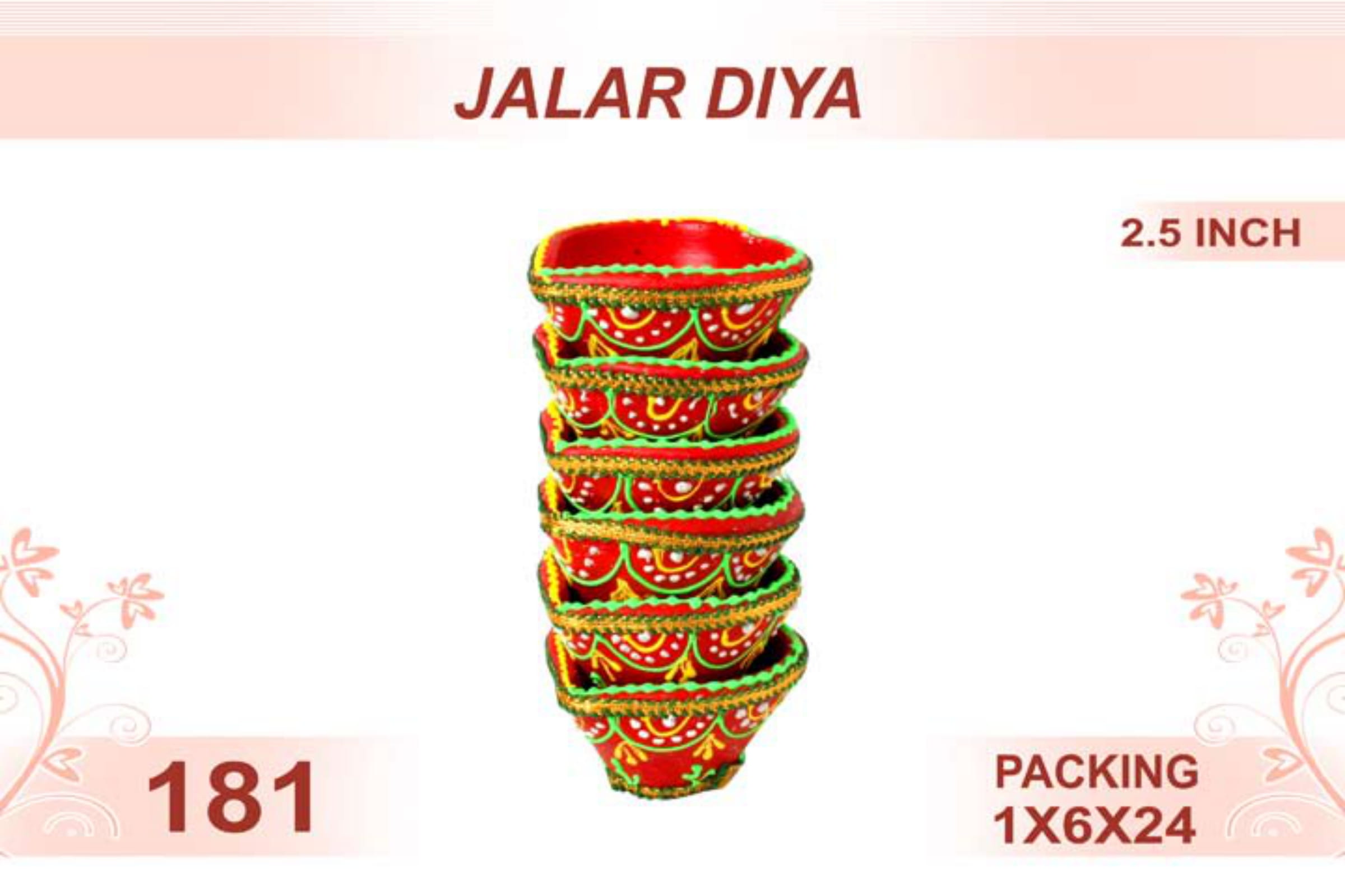 Jalar Diya 6pc 2.5inch #181 #56443 | Buy Diwali Clay Diya Online