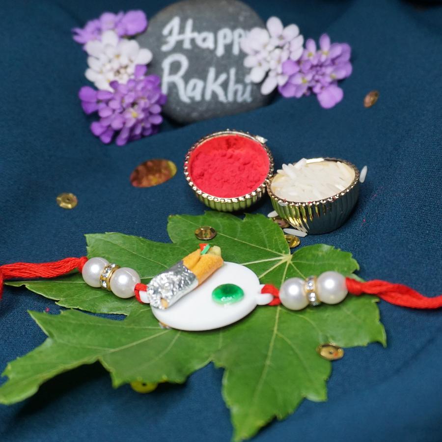 FOOD RAKHI - Frankie style With Roli + Chaval #48608 | DesiClik.com, USA