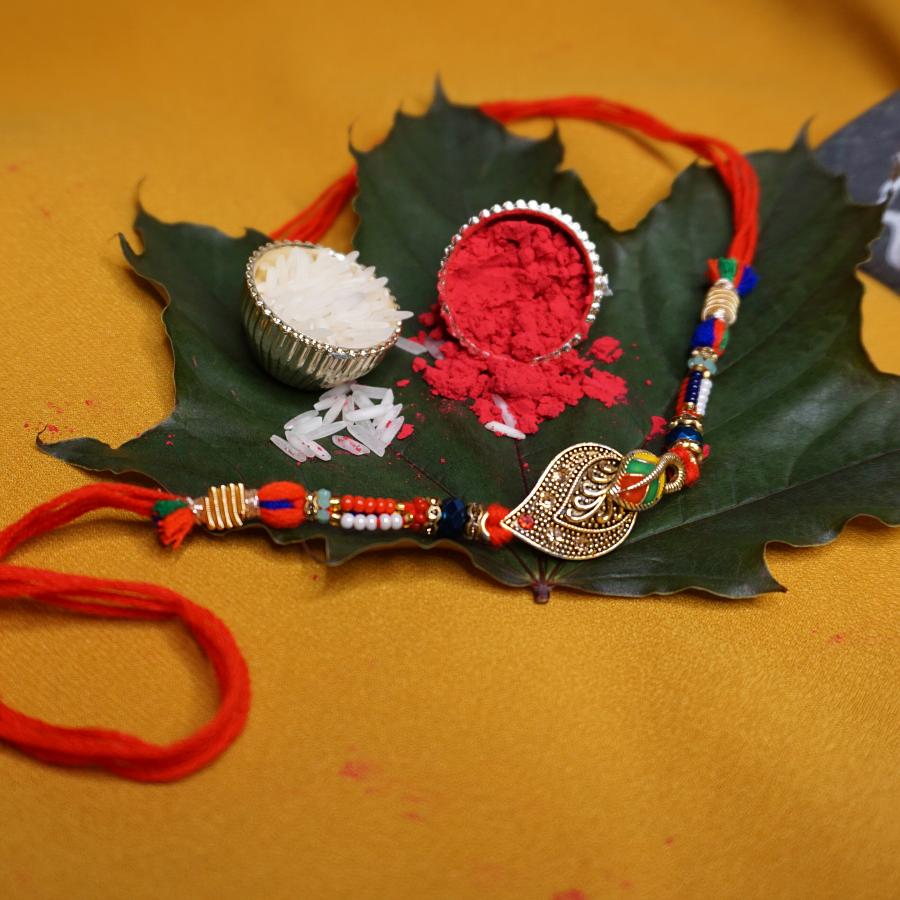 Traditional RAKHI Designed With Colorful Stones and Beads for Brother ...