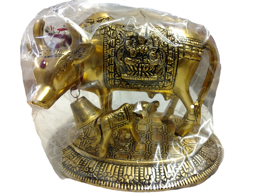 Cow & Calf Statue w/ Goddess Lakshmi ji Engraving #31794 | DesiClik.com ...