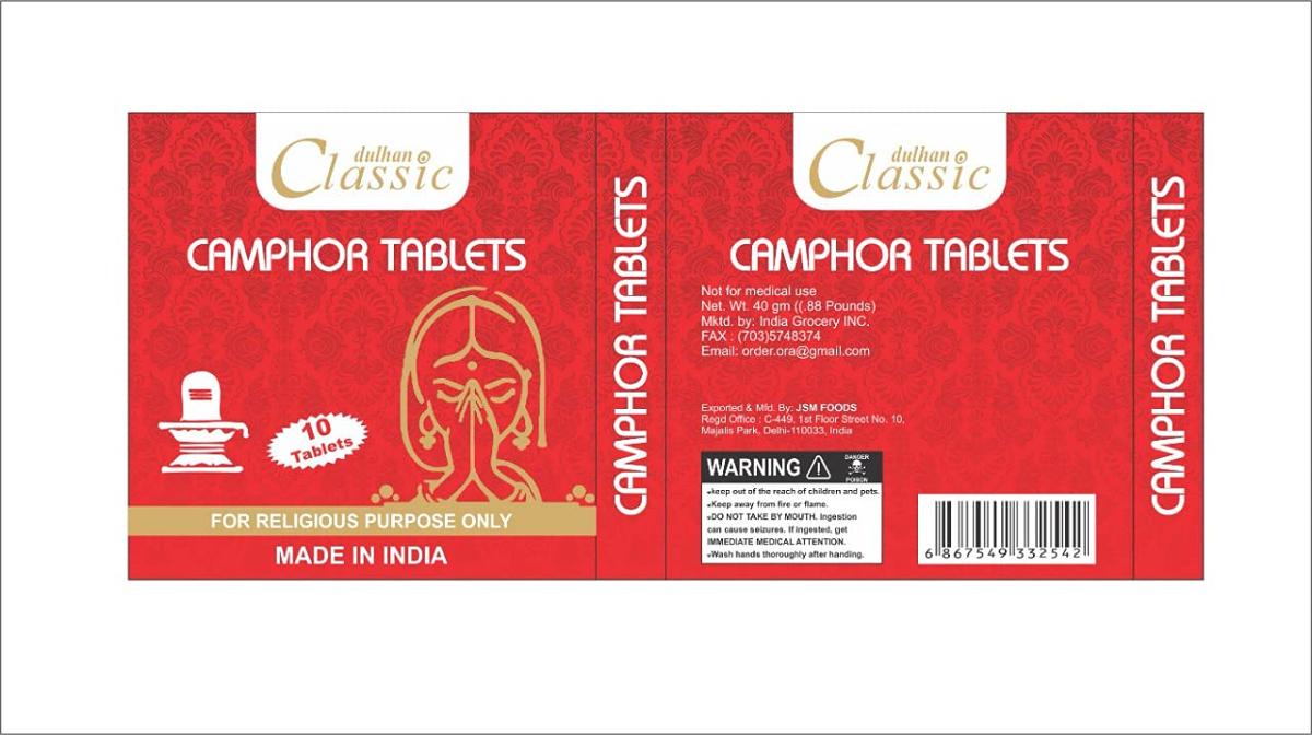 Classic Camphor Tablets 10 Tablets 100% Genuine Crystals Camphor ...