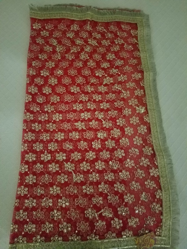 Traditional Red Mata Dupatta Indian Pooja Ghar Chunari #52888 ...