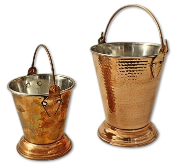 Indian Style Copper Bucket / Balti, Stainless Steel Serving Dish #16616 ...