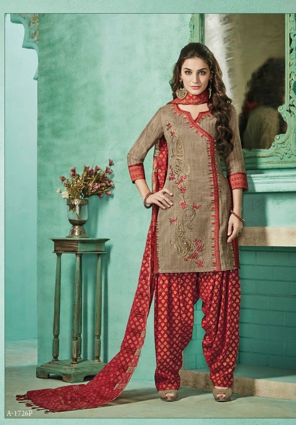 Plus Size Fawn Emroidered Silk Churidaar Salwar Kameez 2XL & 3XL #32172 ...