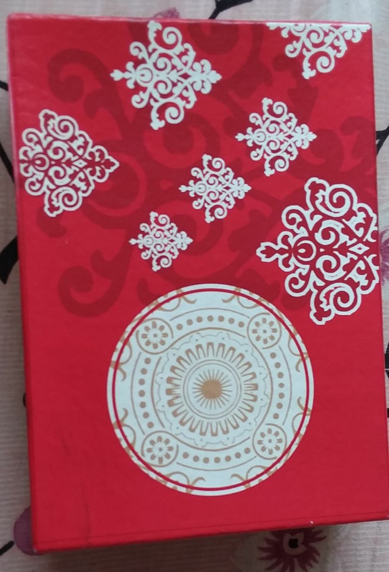 Red Floral/Embosed Design Empty Mithai Box w/ 3 Sections (25 Pcs ...