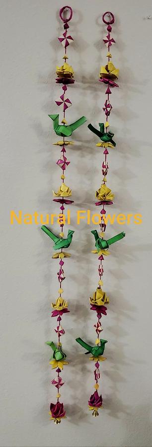 Eco Friendly Palm Leave Strings w/ Parrots, Lotus & Bells for Decor ...
