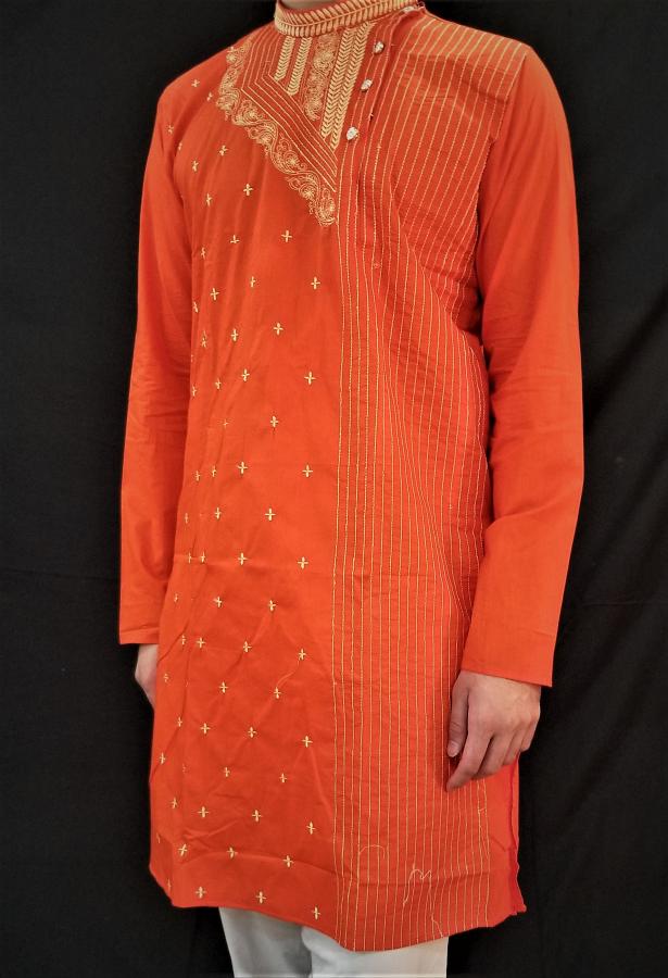 Red Cotton Readymade Fancy Kurta w/ Embroidery for Men (M 40) #44791 ...