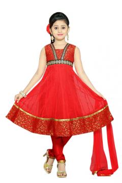 Elegant Design Girls Red Anarkali Suit, KIDS WEAR #21217 | Buy Online ...