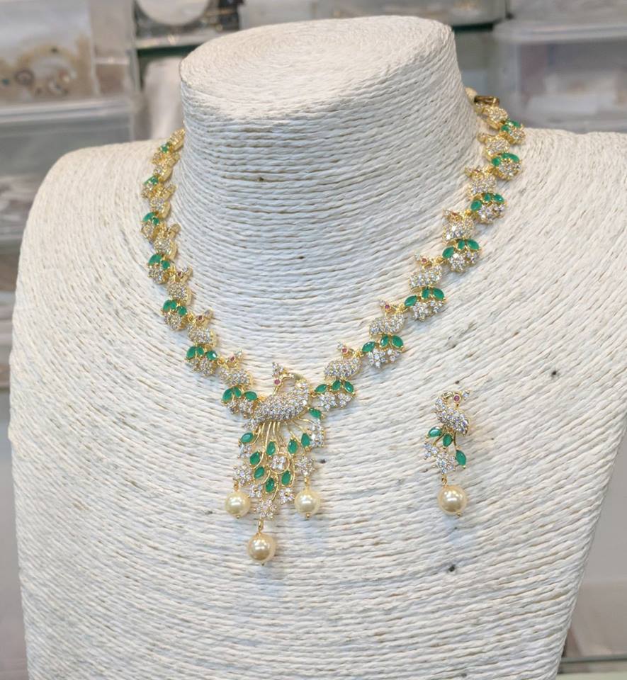 Greencolcor Peacock CZ Stone Necklace