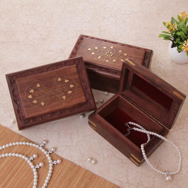 Solid N Simple Handcrafted Wooden Jewelry Box #29738 | DesiClik.com, USA