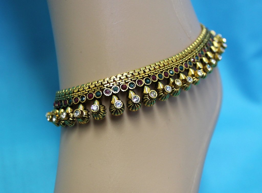 Bronze Golden Artistic Anklet / Indian Payal - 1 Pair #35967 | DesiClik ...