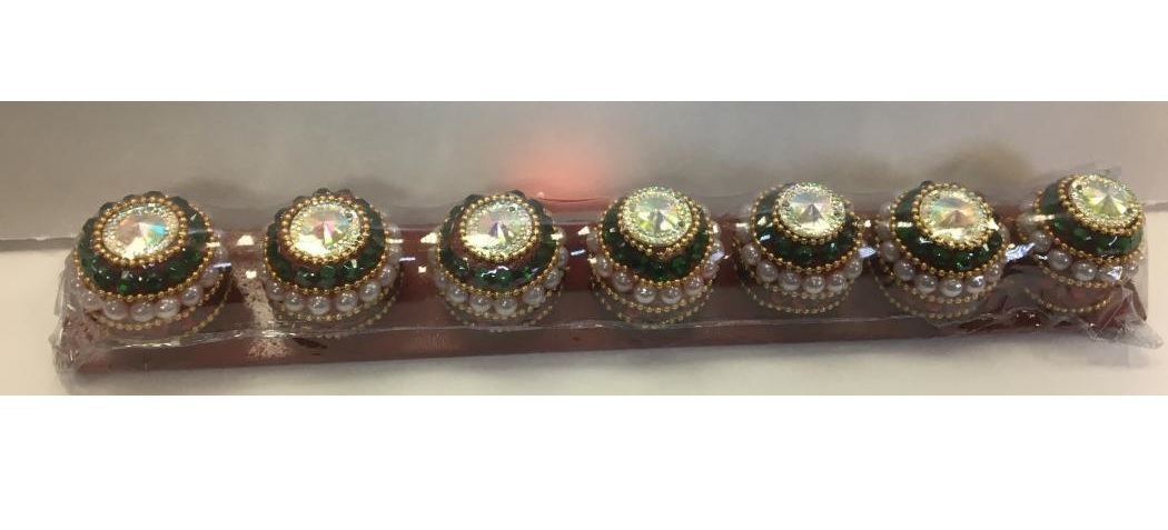 Pooja Decor Stone Embellished Seven Supari #26594 | DesiClik.com, USA