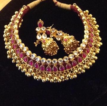 Traditional Design Kundan Choker Thusi Set #27120 | DesiClik.com, USA
