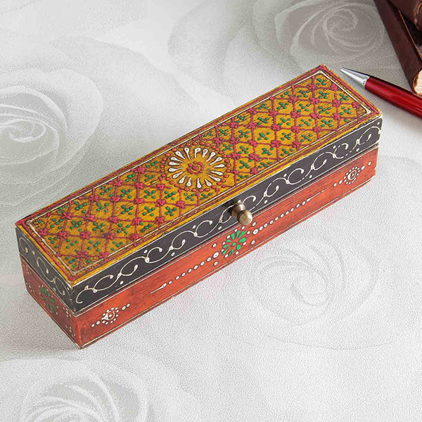 Rectangular Wooden Box w/ Multicolor Embossed Painting #29680 | Buy ...