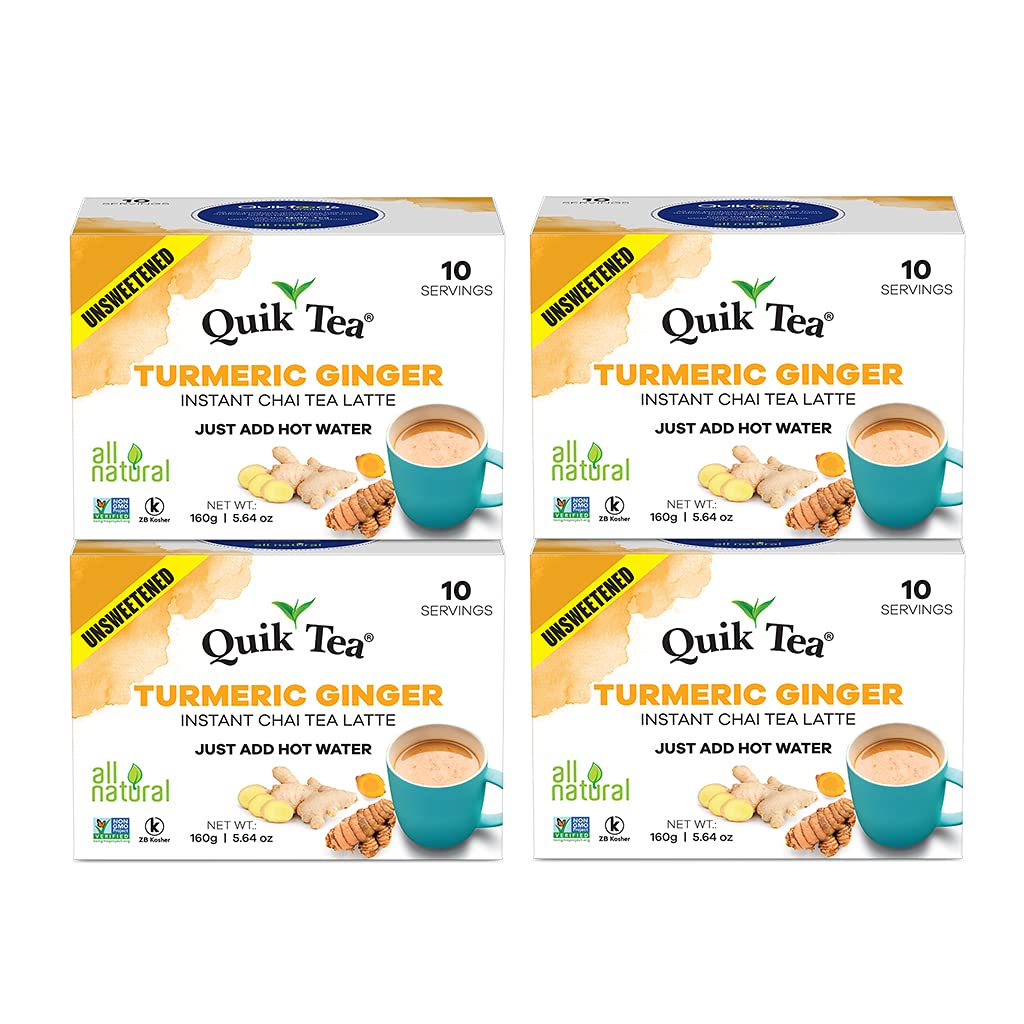 Quik Tea Unsweetened Turmeric Ginger Instant Chai Tea Latte - 40 Count ...