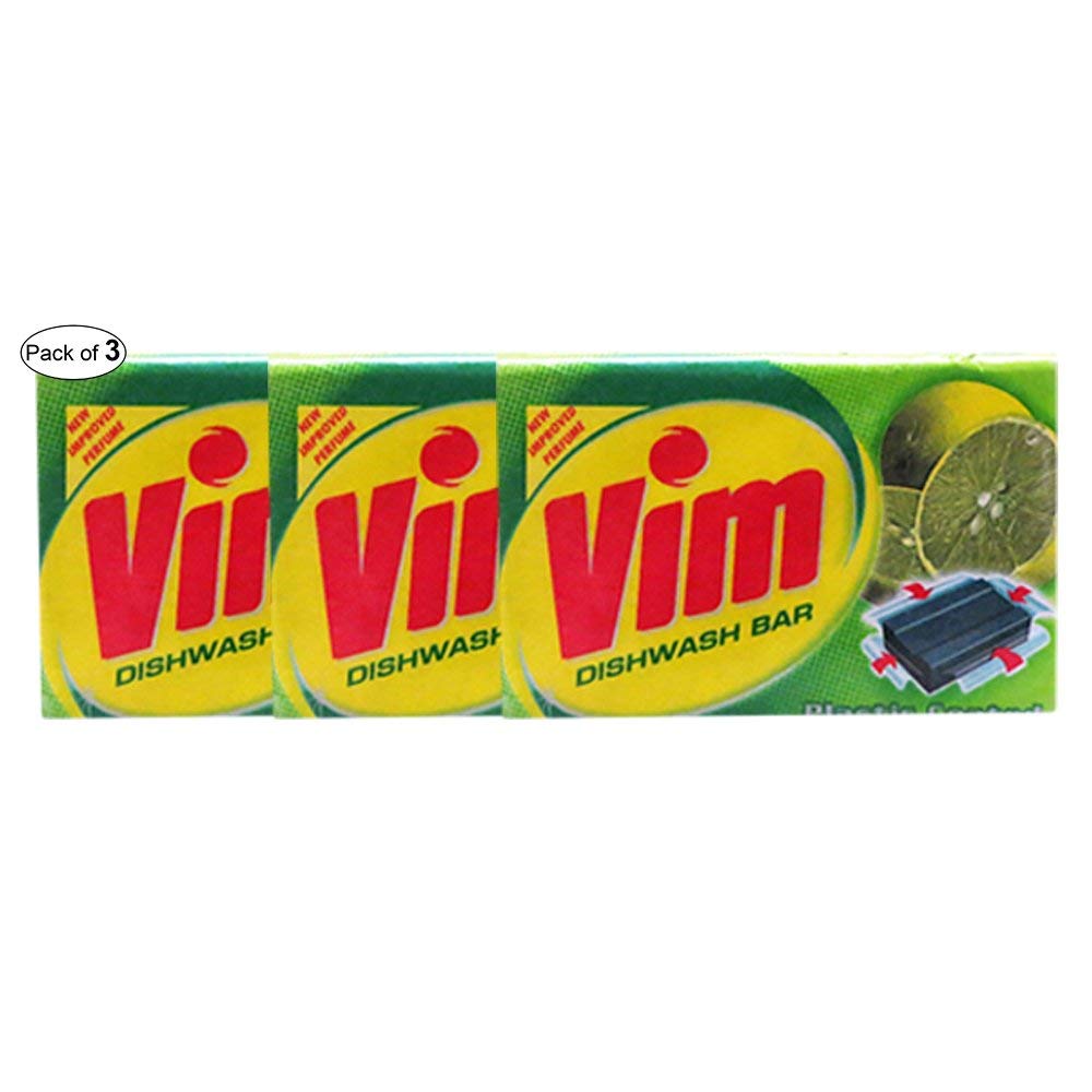 Vim Dishwash Bar With Plastic Coated- Lemon (200g Approx.) (Pack of 3 ...