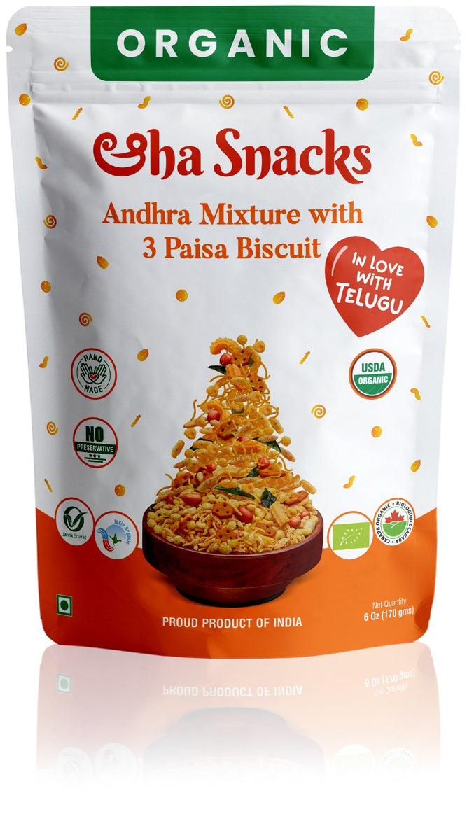 Aha Snacks Andhra Mixture w/ 3 Paisa Biscuit 6 oz #58526 | DesiClik.com ...