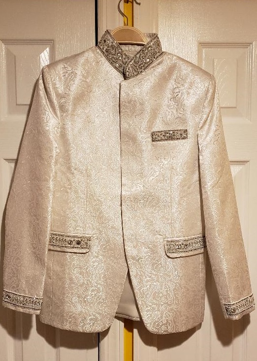 Self Design Cream Men Party Wear Traditional Indian Style Blazer - L40 ...