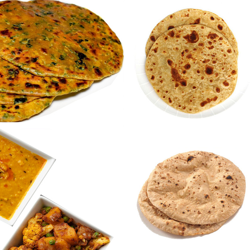 Fresh Roti & Paratha Assortment for Parties - 77 pcs #41381 | DesiClik ...