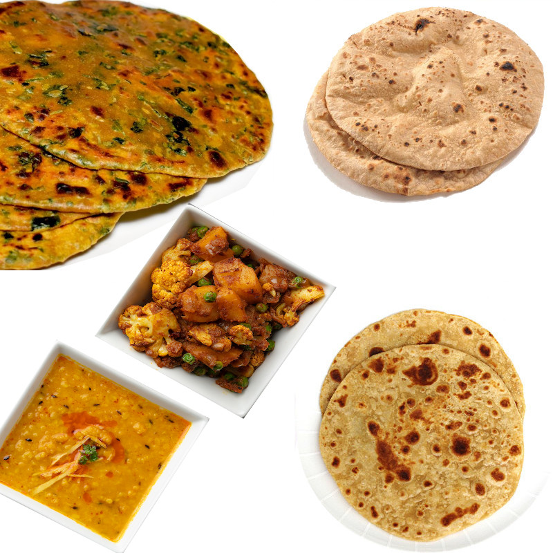 Fresh Home Style 39 Pcs Roti & Paratha Assortment w/ 5 Instant Curry ...