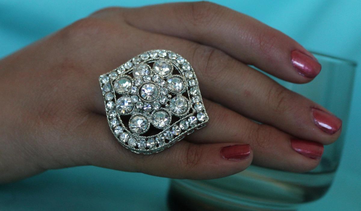 Large Finger Rings, Crystal Stone Work Indian Rings #39363 | DesiClik ...