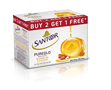 Santoor Soap- Almond Oil & Glycerine 100gms #49768 | DesiClik.com, USA