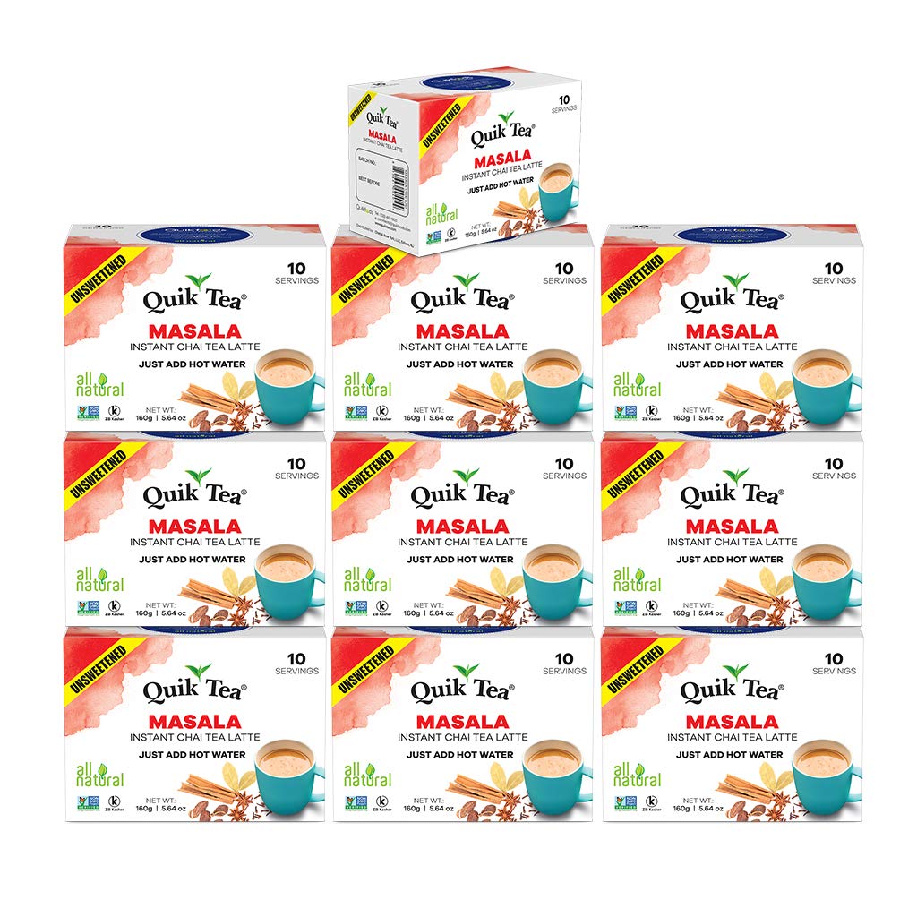 QuikTea Unsweetened Masala Chai Tea Latte - 100 Count (10 Boxes of 10 ...