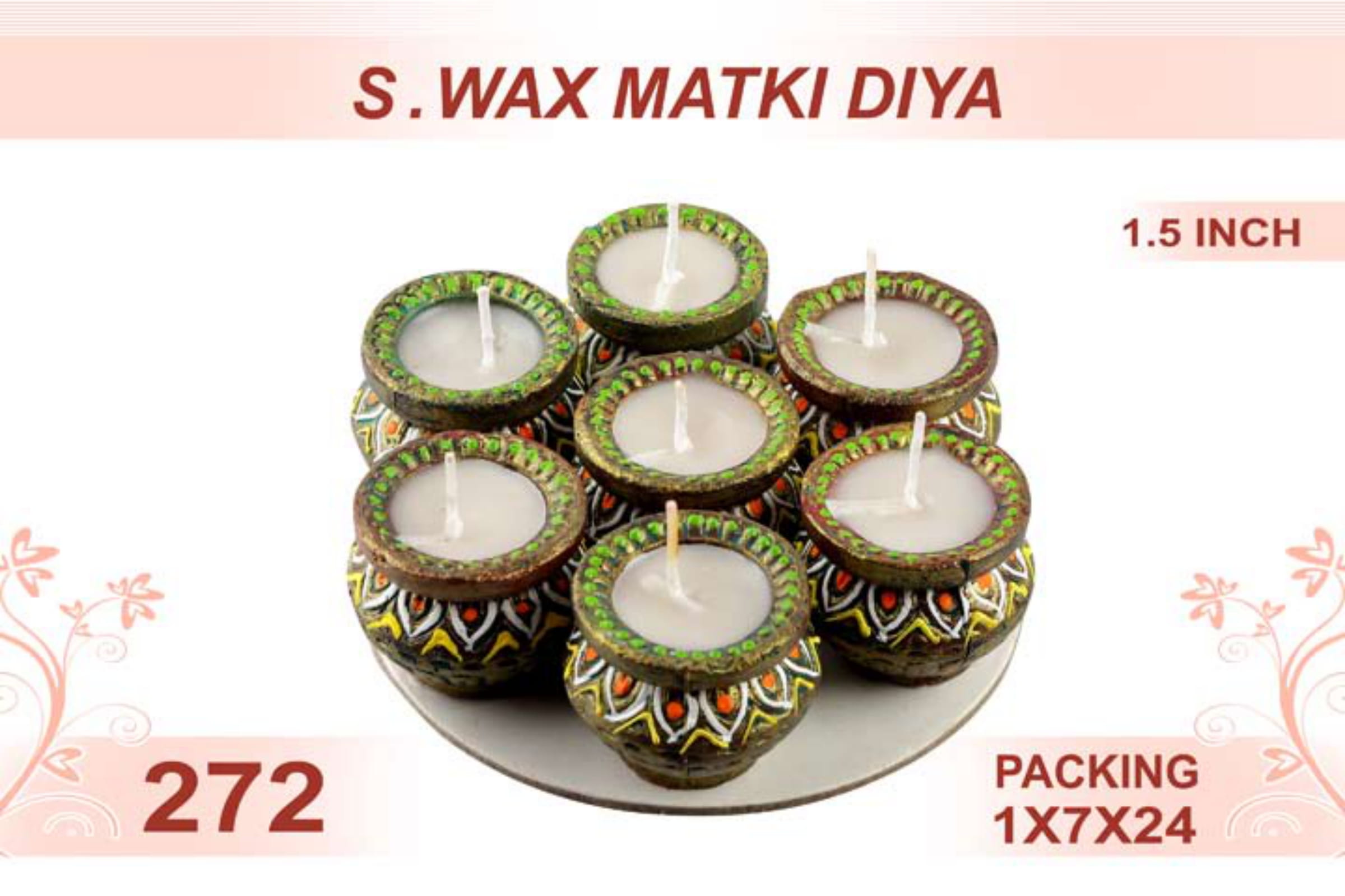 Small Wax Matki Diya 7pc 1.5inch #272 #56465 | Buy Diwali Clay Diya Online