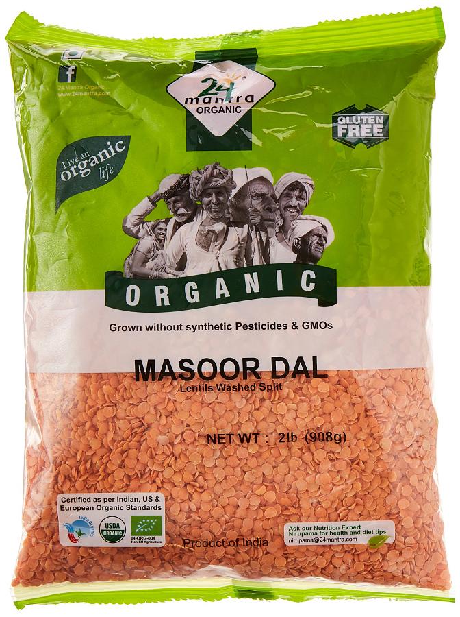 24 Mantra Organic Masoor Dal (deskinned Split Lentils) 2 lbs #46117 ...