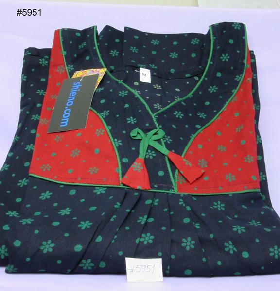 Indian Nighty Black Cotton Night Sleepwear Wear Maxis #37001 | DesiClik ...