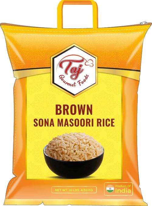 TAJ Brown Sona Masoori Rice, Medium Rice Grain, 10-Pounds #52058 ...