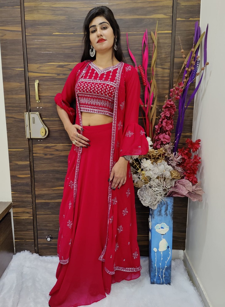 Suit - Solid Deep Pink Skirt Blouse Jacket Set Small Size Dress #54526 ...