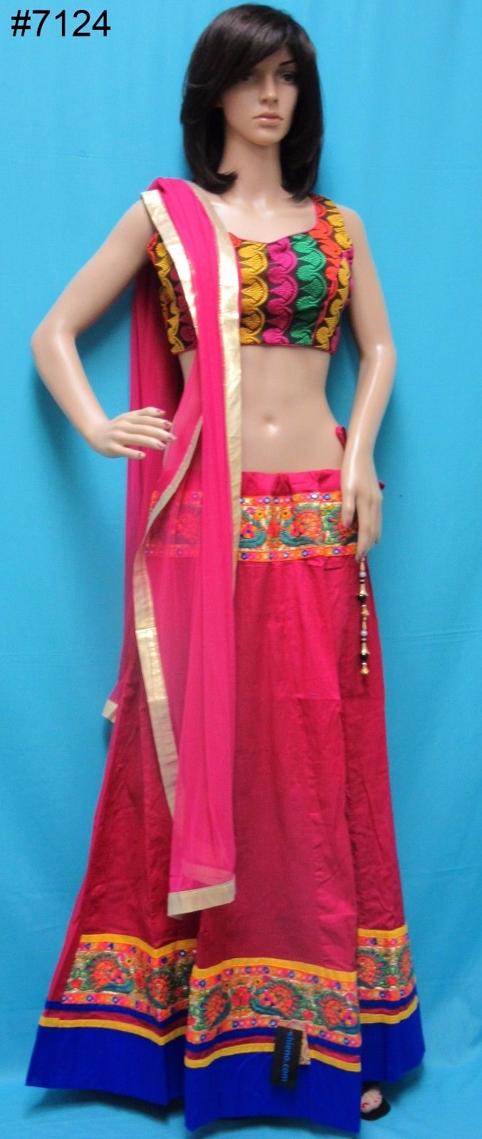 Pink Cotton Chaniya Choli /w Back Open Blouse (M), GARBA DRESS SALE ...